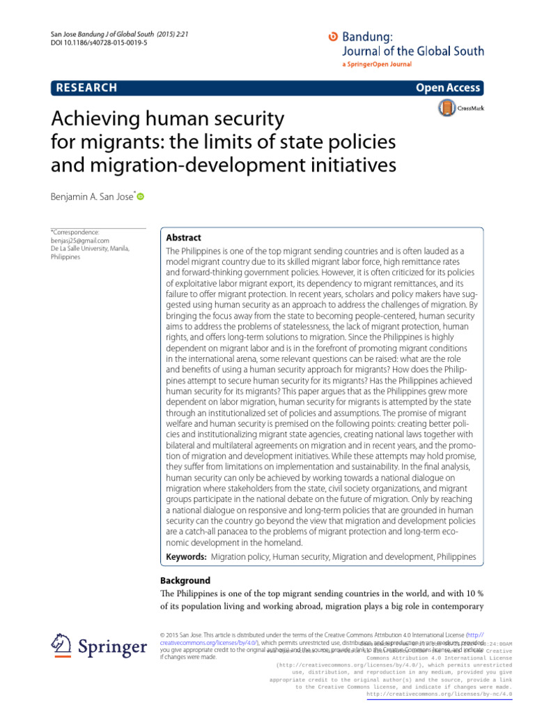Achieving Human Security For Migrants | PDF
