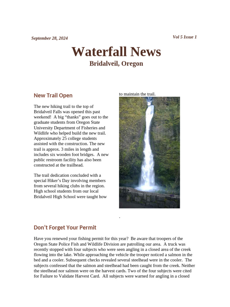 Waterfall News | PDF