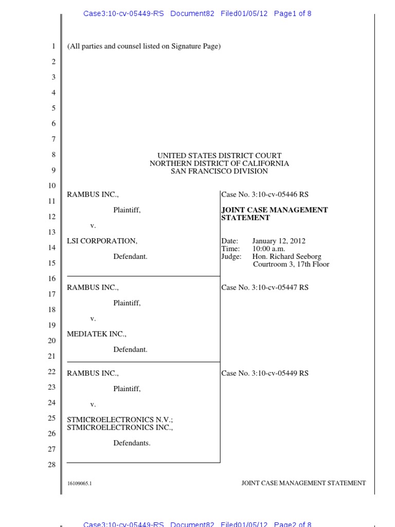 Joint Case Management Statement | Download Free PDF | United States ...
