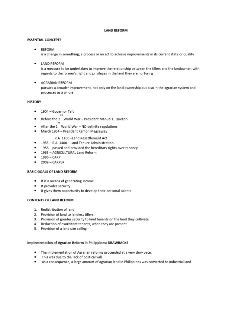 LAND-REFORM-NOTES | PDF
