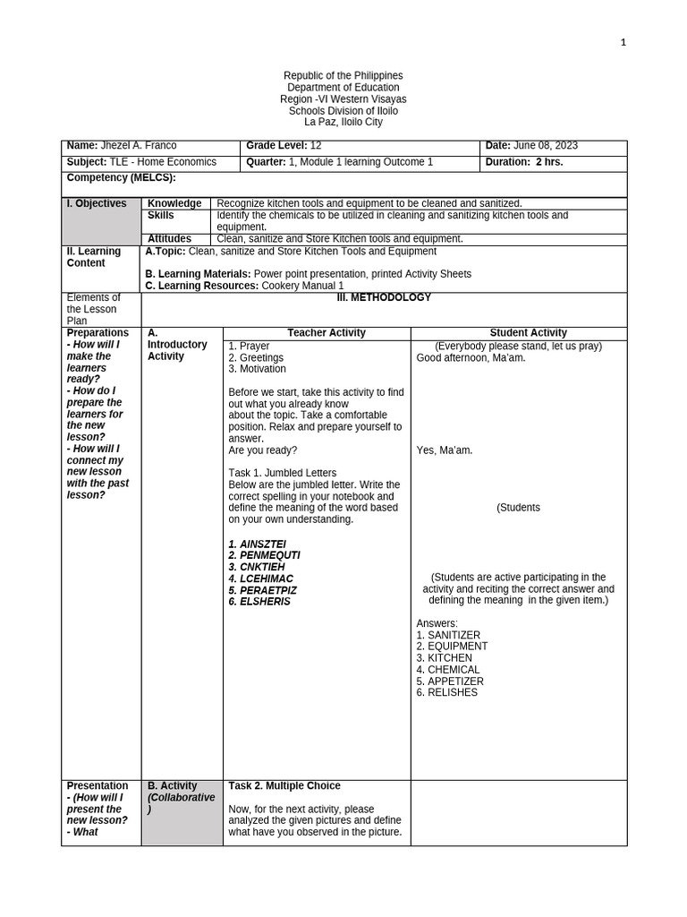 Detailed Lesson Plan | PDF