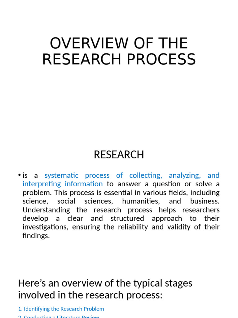 Overview of The Research Process | PDF
