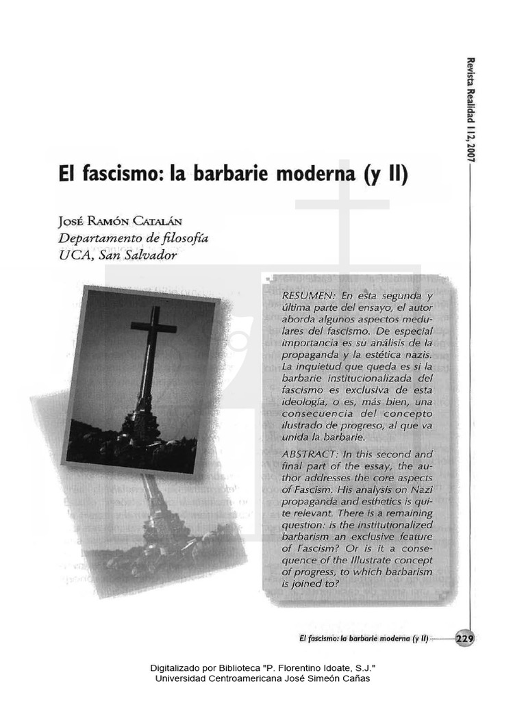 Jose Ramon Catalan - Fascismo La Barbarie Moderna II | PDF | Fascismo ...