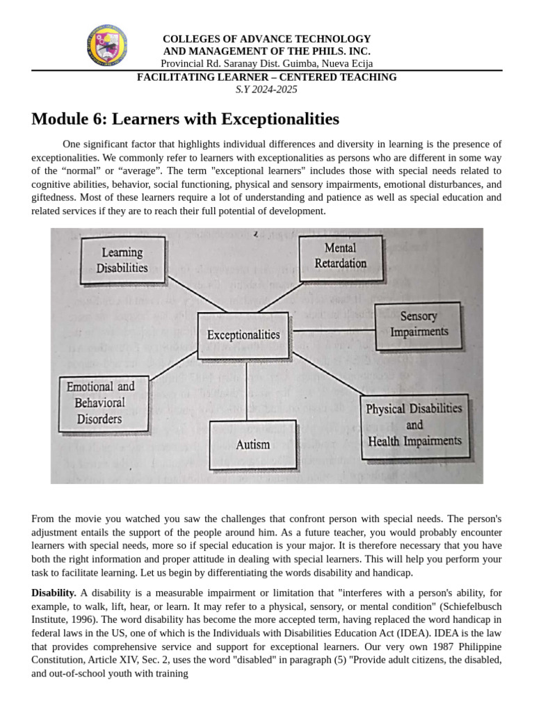 Facilitating Learner - Centered Teaching - Learners With Exceptionalities | PDF