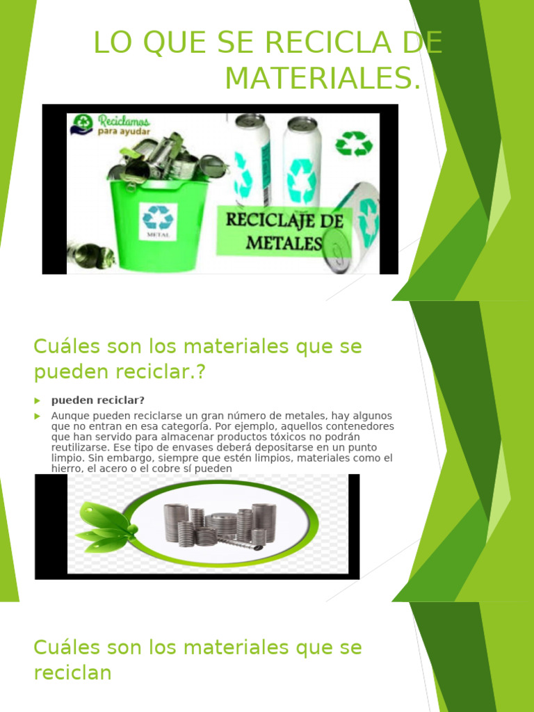 Presentación 4 Materiales Que Se Pueden Reciclar | PDF