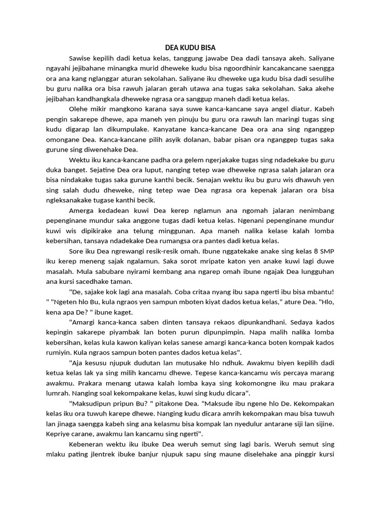 DEA KUDU BISA Bhs Jawa Kls 8 | PDF
