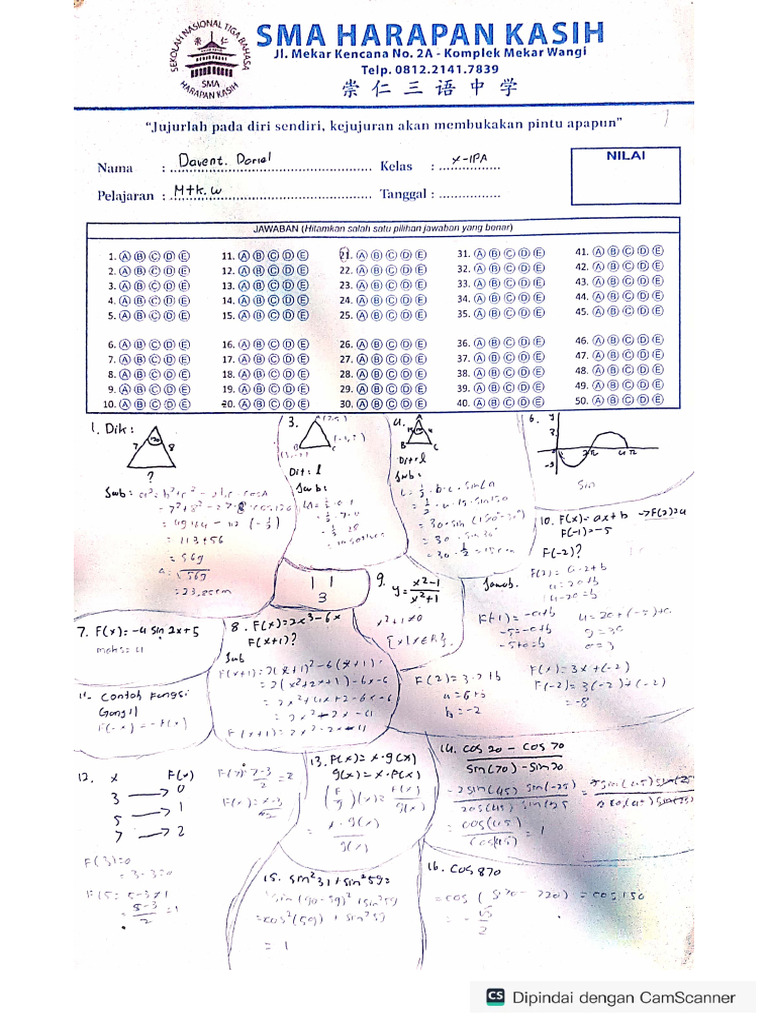 Kisi Kisi PAT MTK Wajib Davent Xipa | PDF