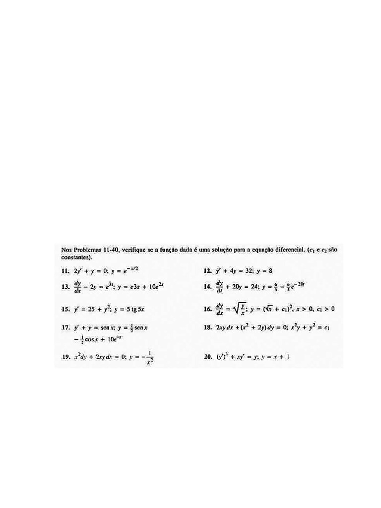 Lista de Exércícios Edo 1 2024 1 | PDF