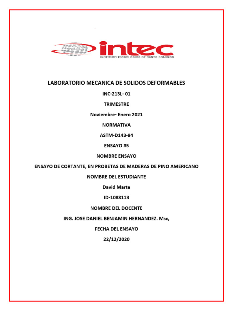 Ensayo # 5 David Marte - 1088113 Laboratorio Mecanica de Solidos ...