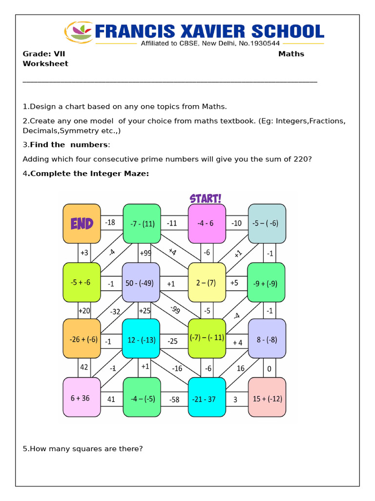 Grade 7 Maths assignment | PDF