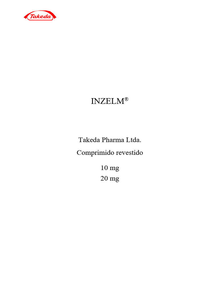 Inzelm 20mg Takeda 30 Comprimidos v20 | PDF