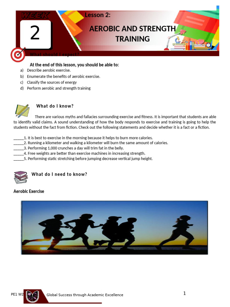 Aerobic and Strength Training: Lesson 2 | PDF