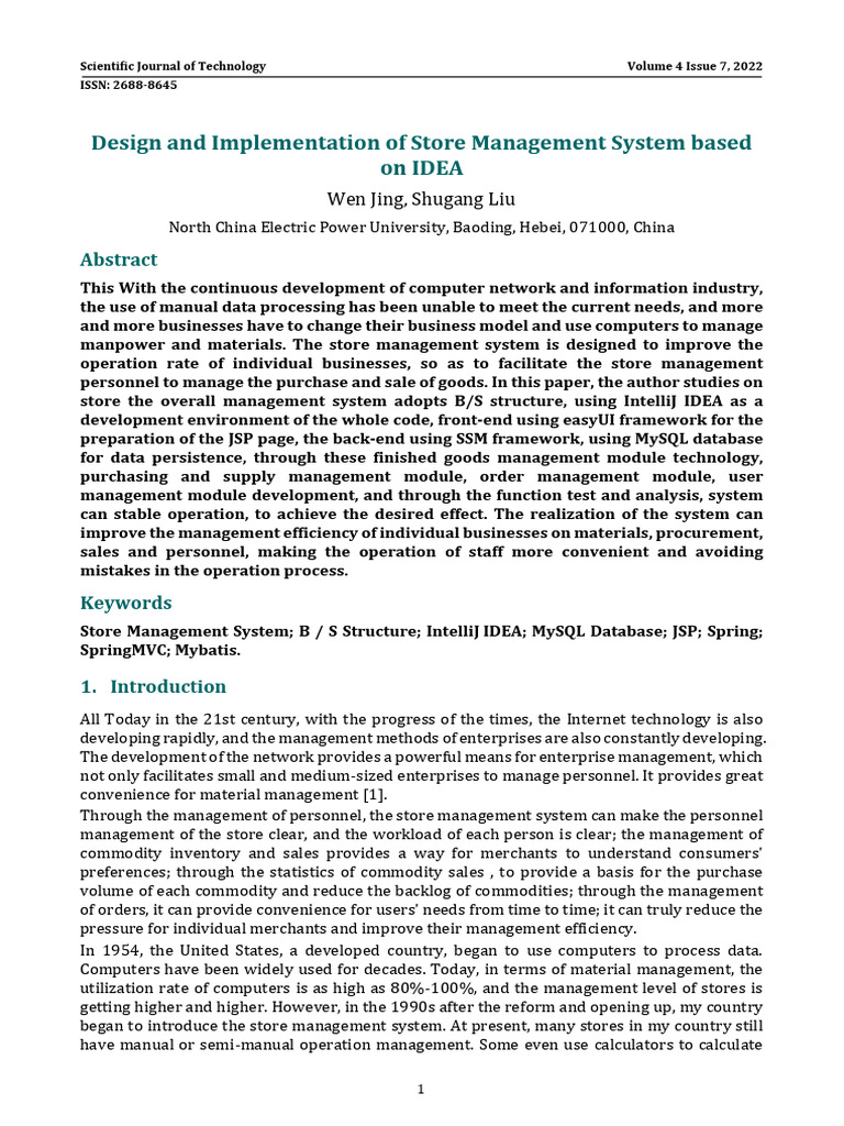 Design and Implementation of Store Management Syst | PDF