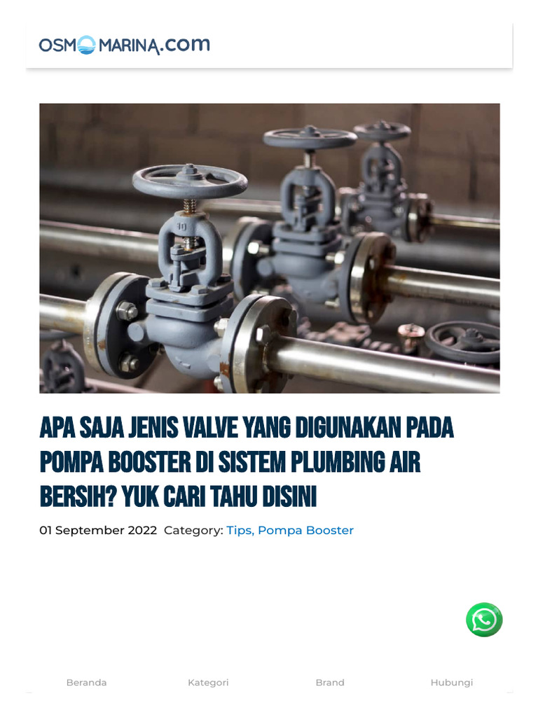 Apa Saja Jenis Valve Yang Digunakan Pada Pompa Booster Di Sistem Plumbing Air Bersih - Yuk Cari ...