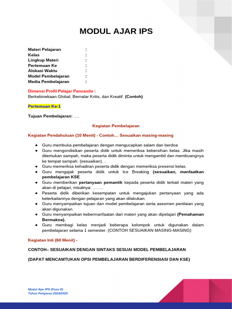 Format Modul Ajar-Workshop MGMP Ips | PDF