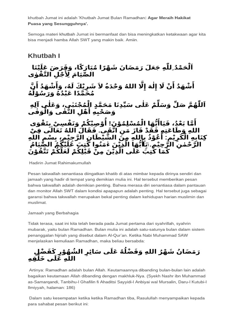 Khutbah Jumat 15-03-24 | PDF