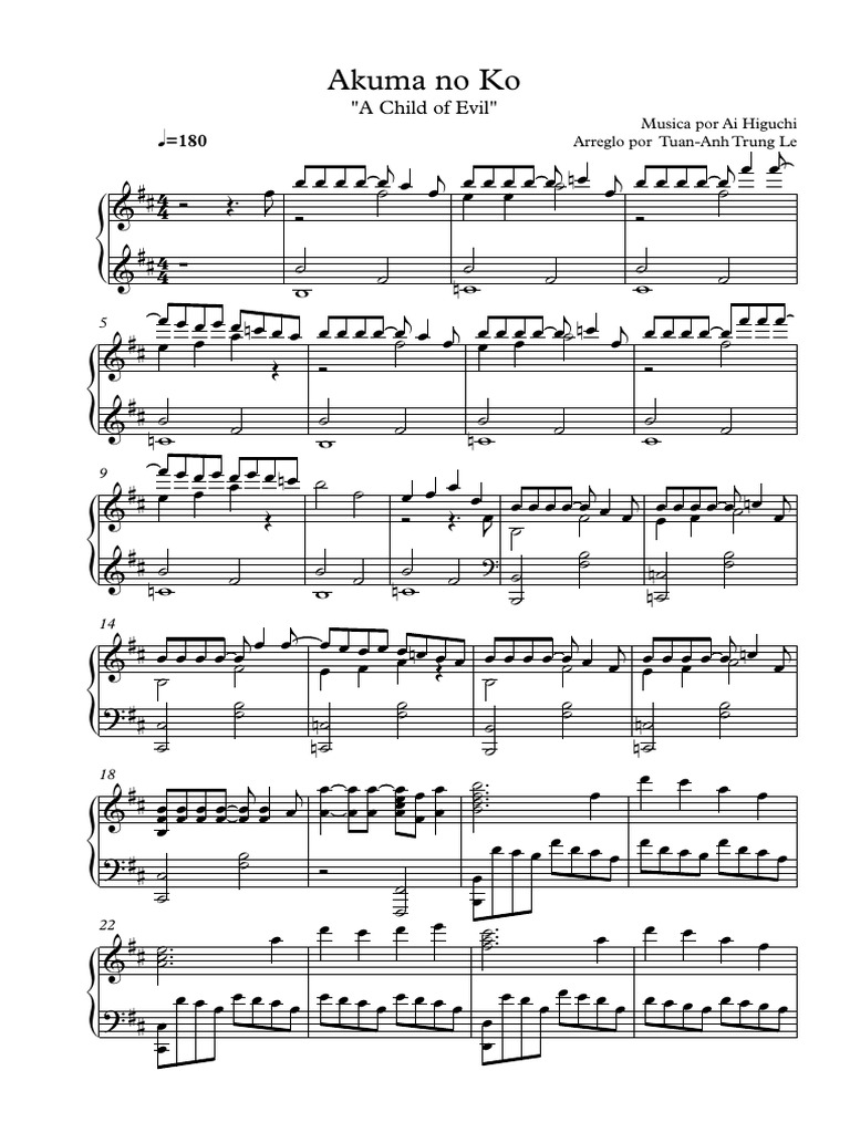 Akuma No Ko - Partitura Completa | PDF