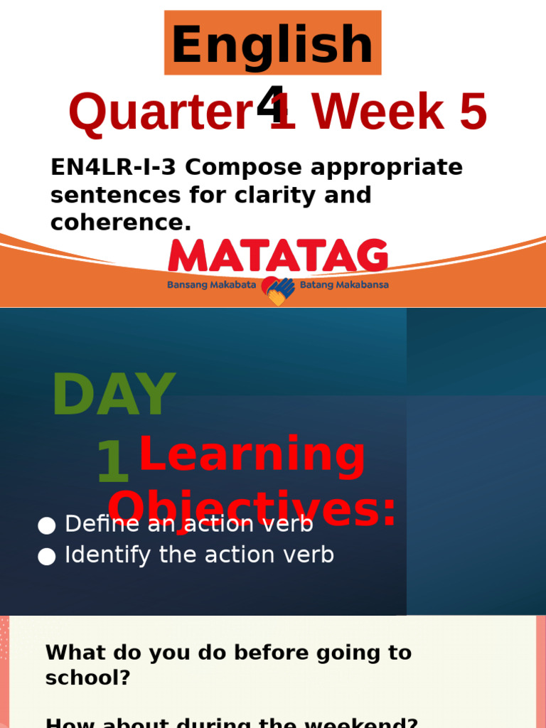 English4 q1 Week5 PPT Matatag | PDF