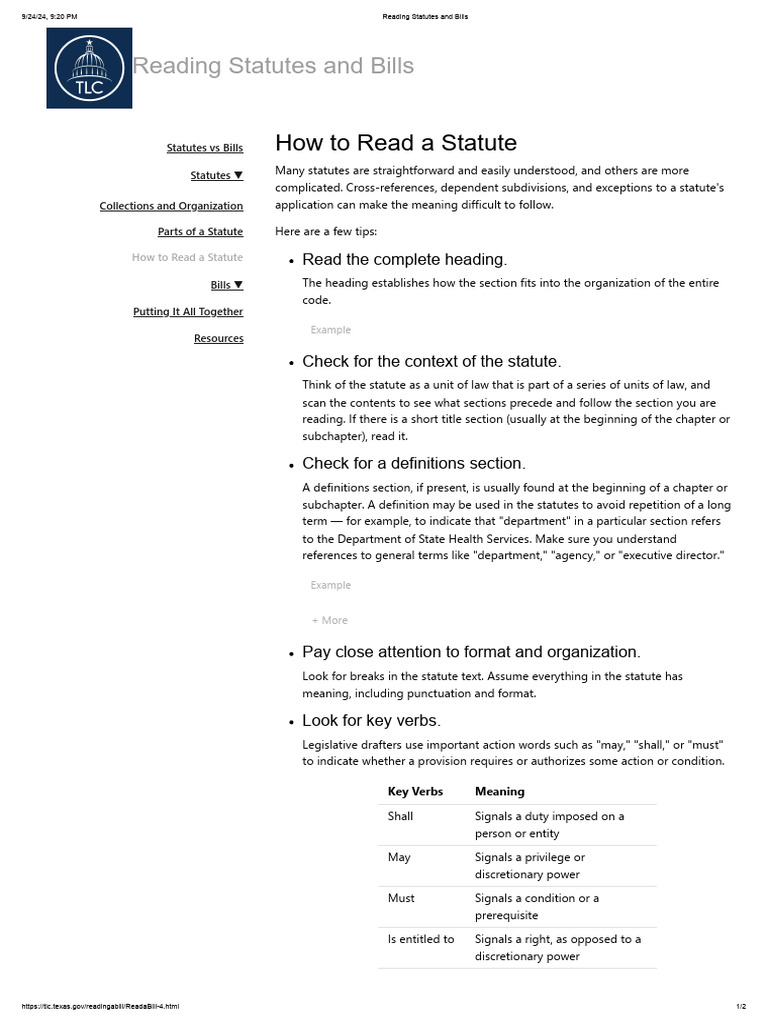 Reading Statutes and Bills | PDF