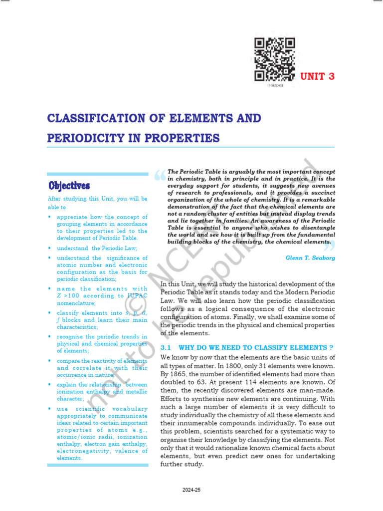 Periodic Table Ncert Highlighted | PDF