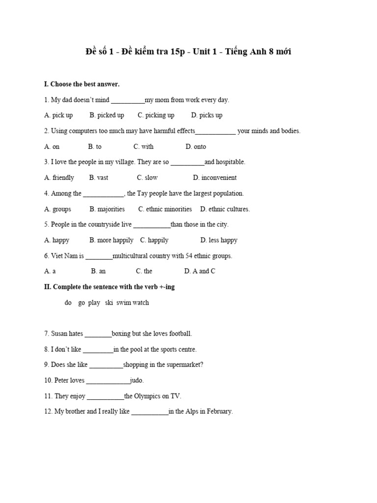 Đề KT 15p HK1 | PDF