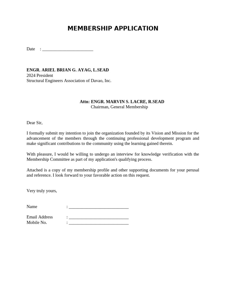 3.0 SEAD Membership Application Form | PDF