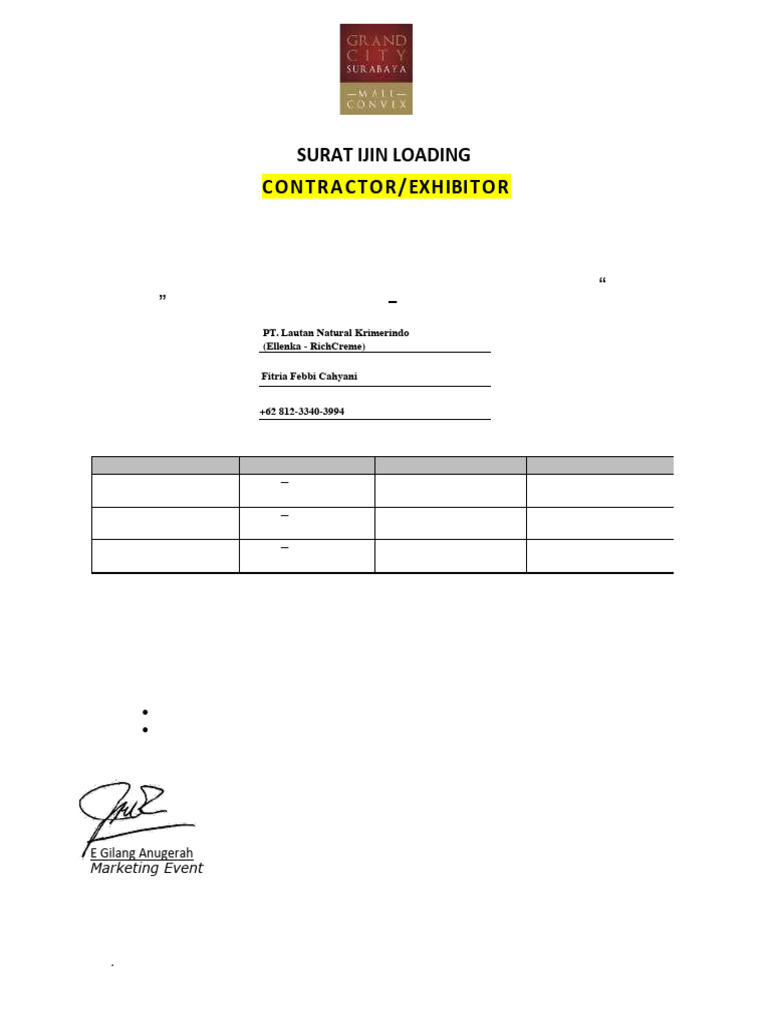 SURAT IJIN LOADING - FunBike Indomaret RichCreme | PDF
