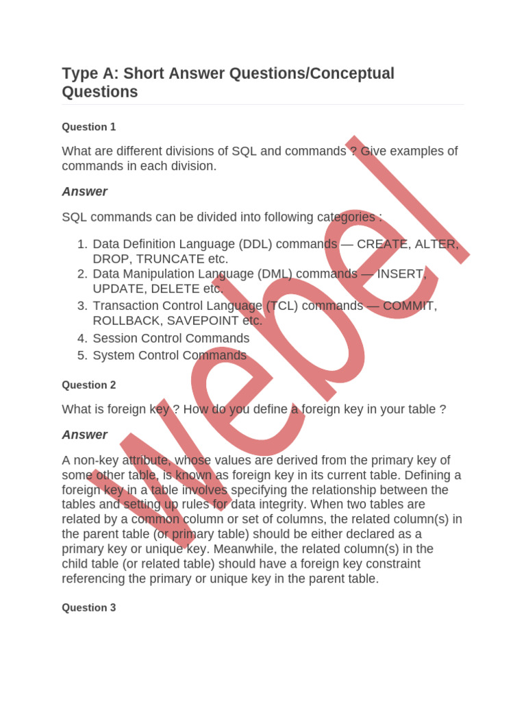 Table Creation and Data Manupulation Commands Class Xii | PDF