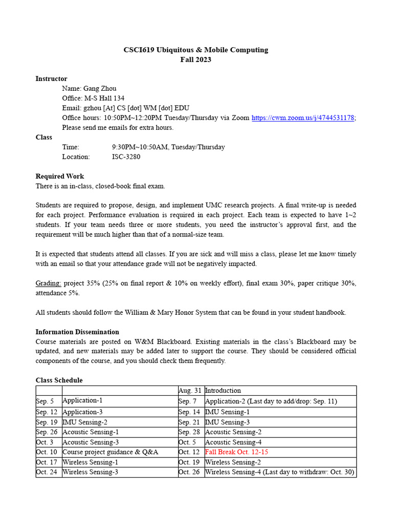 Syllabus Ubiquitous Computing | PDF
