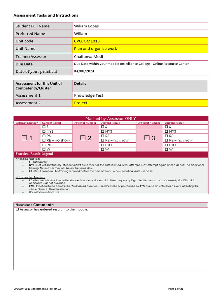 CPCCOM1013 Assessment 2 Project v2 | PDF | Drill | Screw