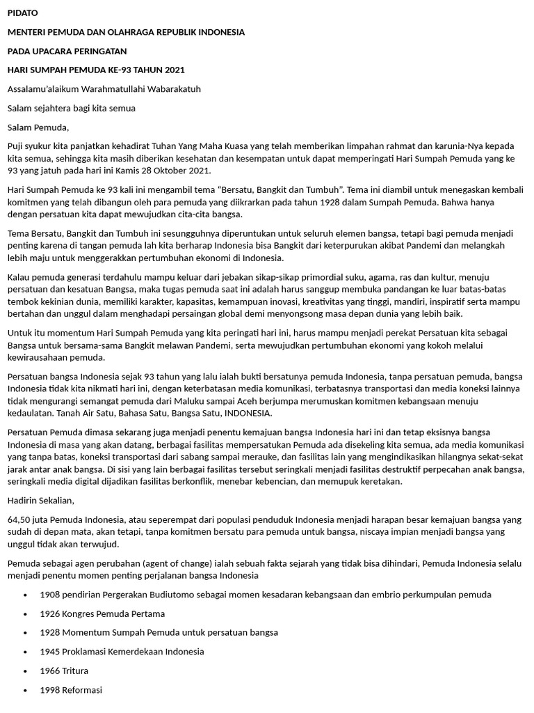 Pidato Pemuda | PDF
