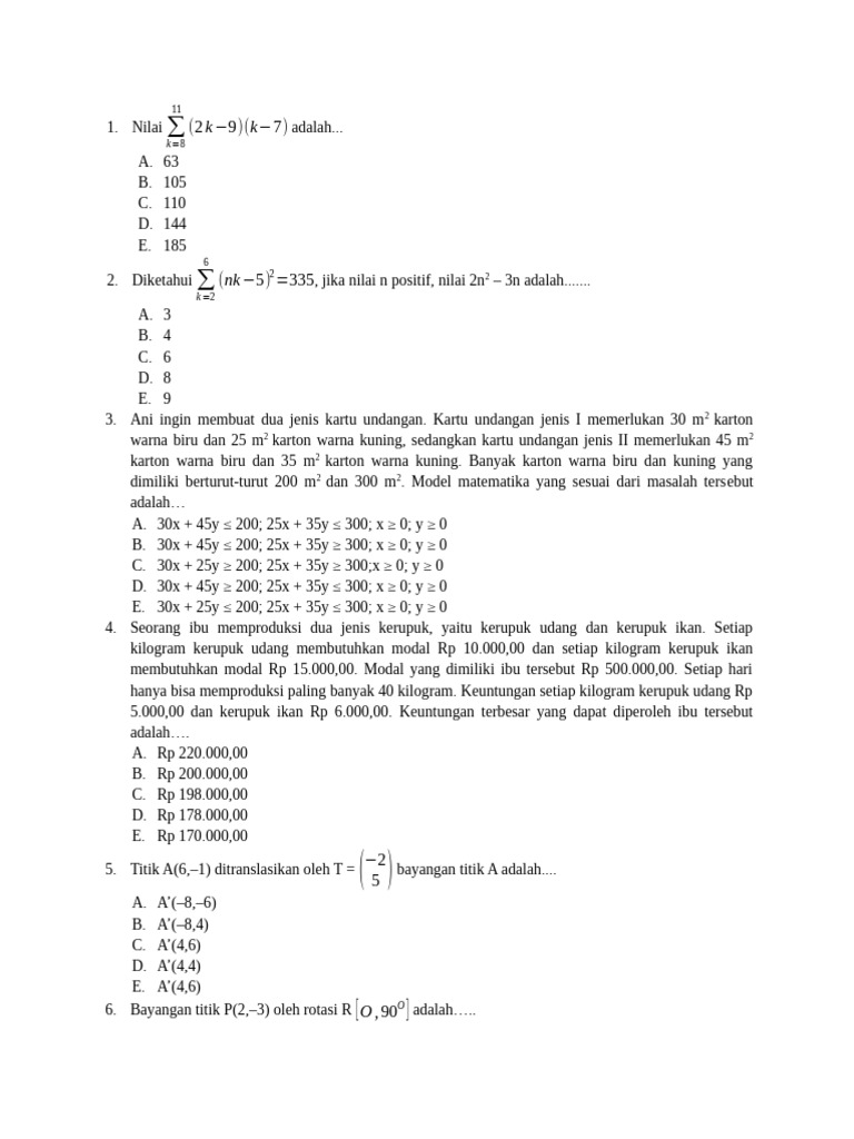 SOAL PAT MAT WAJIB XI GENAP (Revisi) | PDF