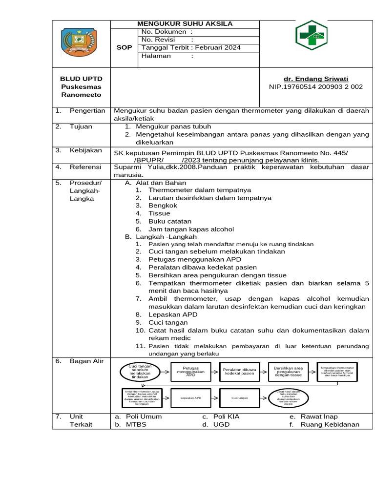 Sop Mengukur Suhu Aksila | PDF