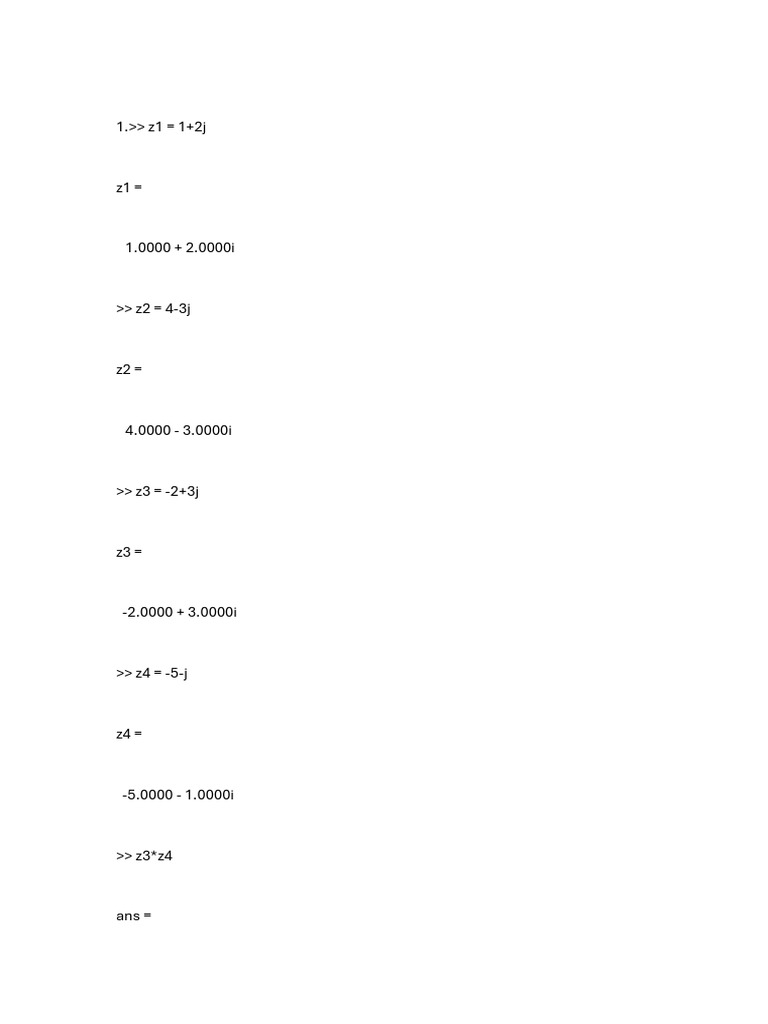 R Matlab Complex Numbers | PDF