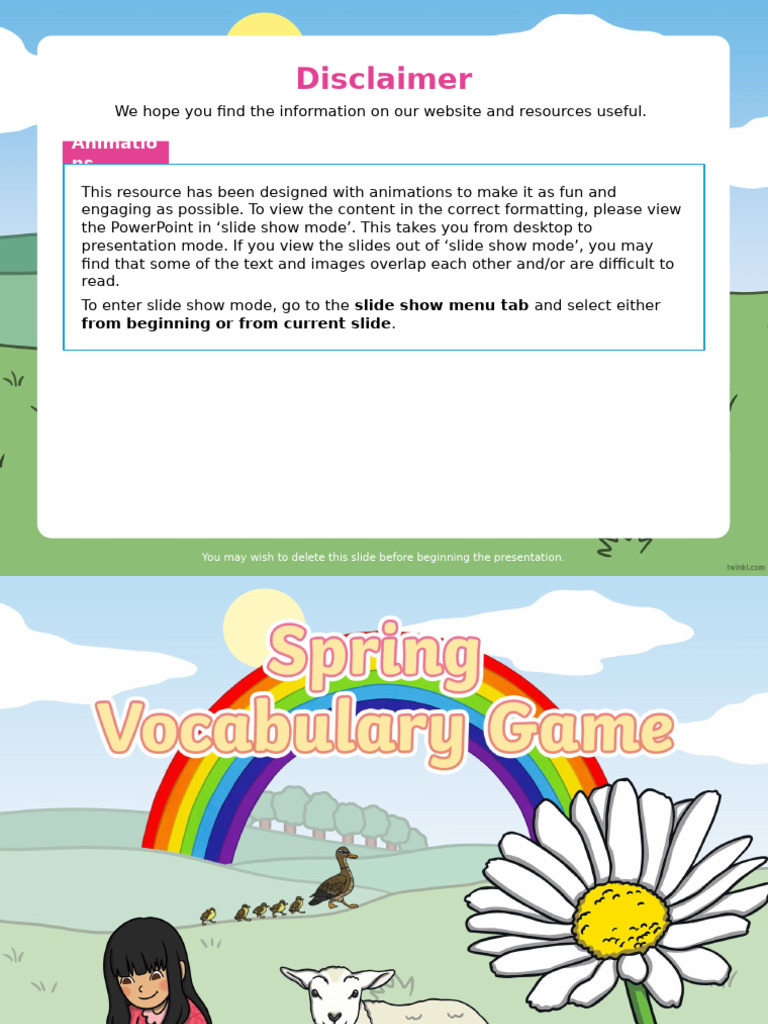 ESL Spring Vocabulary Game | PDF | Self-Improvement