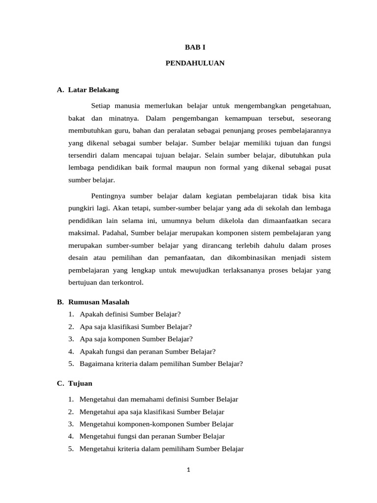 Konsep Umum Sumber Belajar Sebagai Komponen Media Pembelajaran | PDF