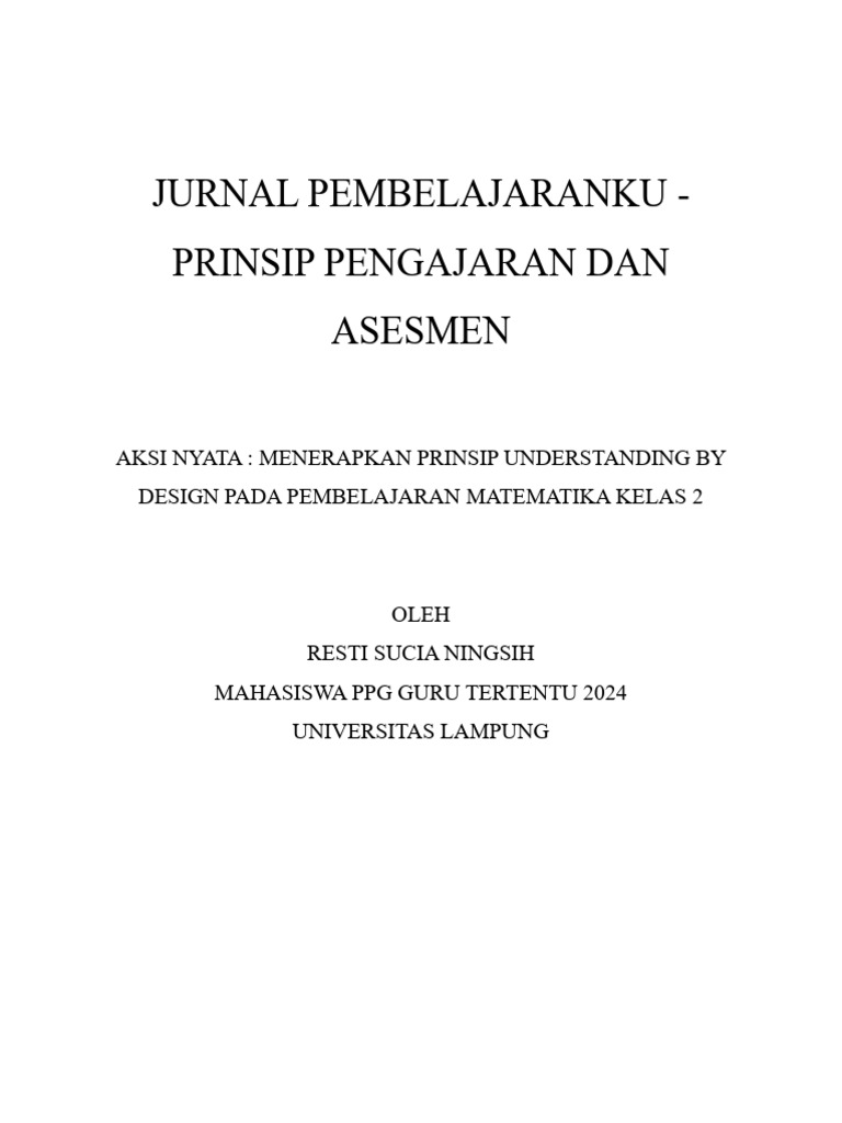 JURNAL PEMBELAJARAN 1. MENERAPKAN PRINSIP UNDERSTANDING by DESIGN ...