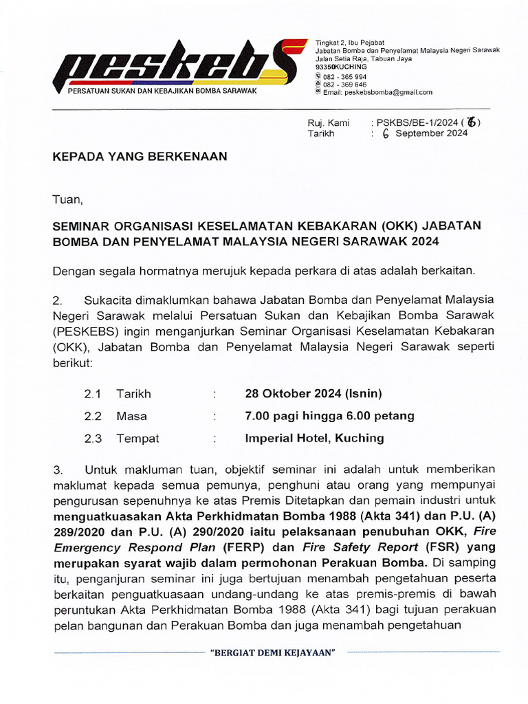 Seminar OKK JBPM Sarawak 2024 | PDF