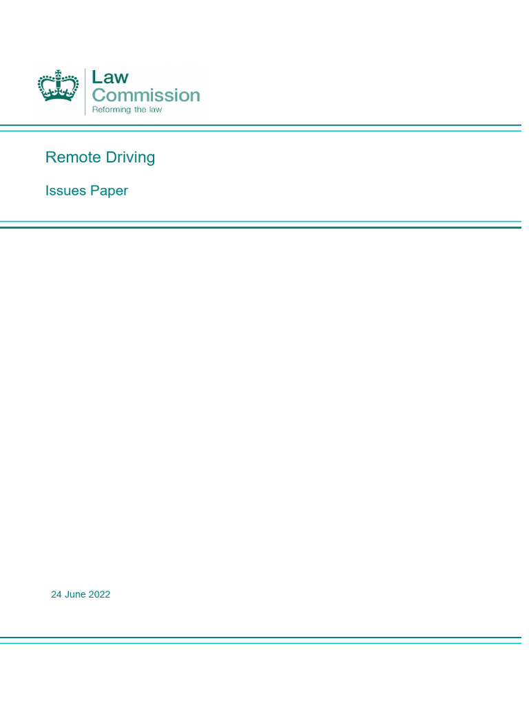 Remote Driving Legal Issues Paper | PDF | Driving | Vehicles