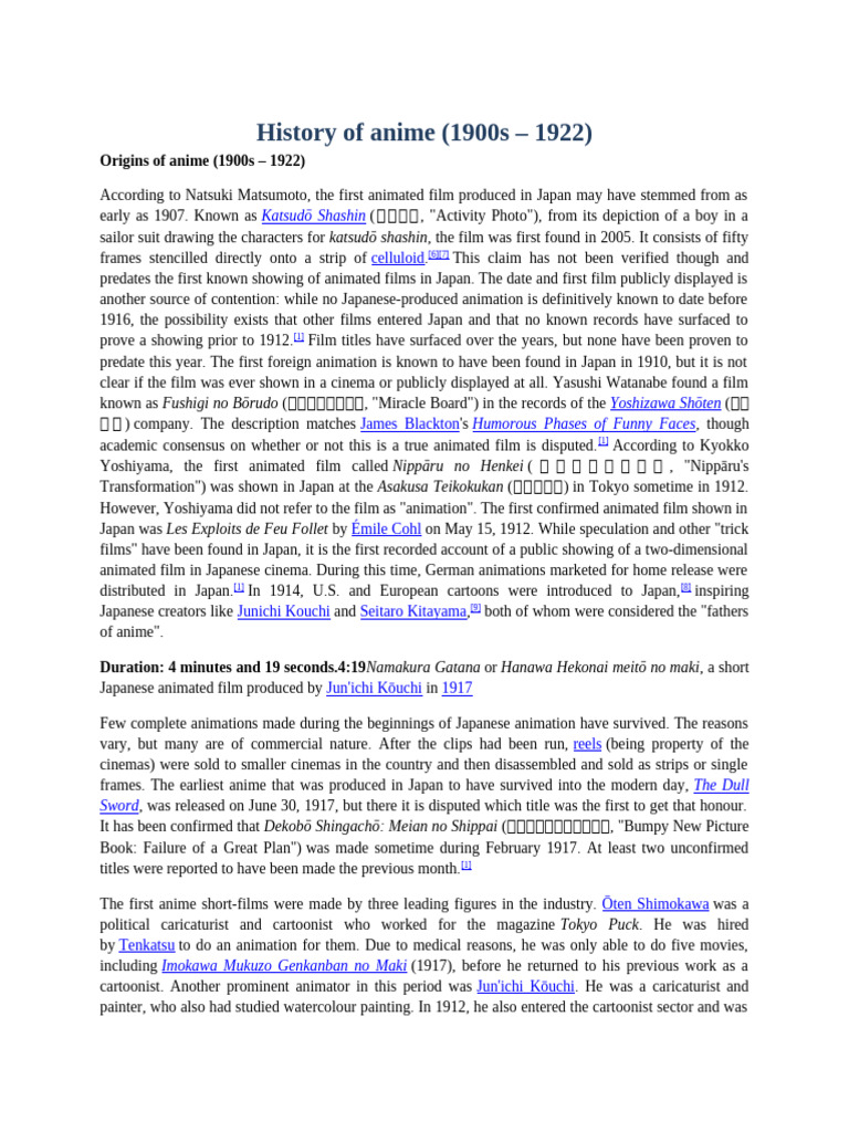 22 - History of Anime (1900-1922) | PDF