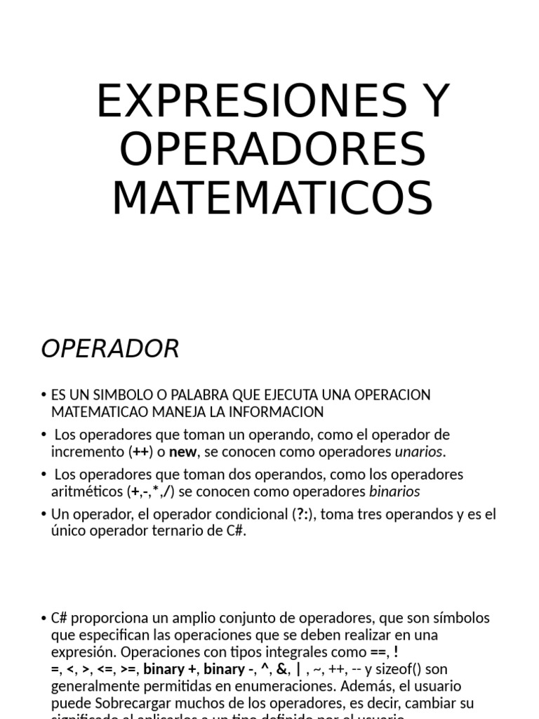 Expresiones y Operadores Matematicos | PDF
