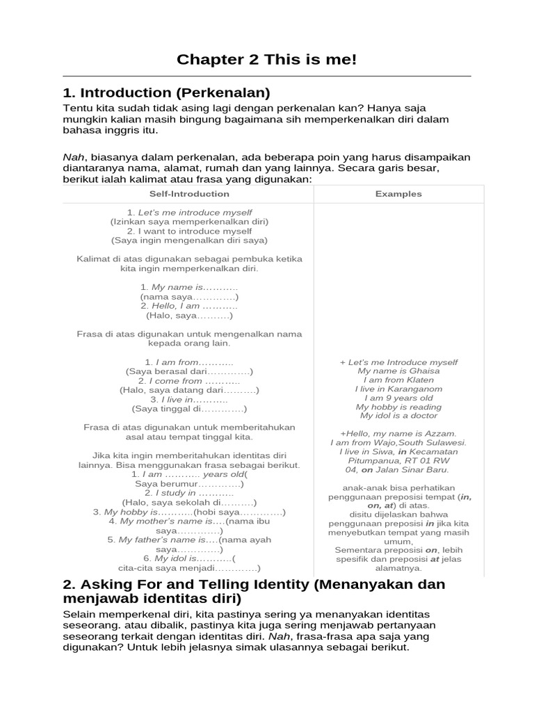 RANGKUMAN Chapter 2 This Is Me | PDF