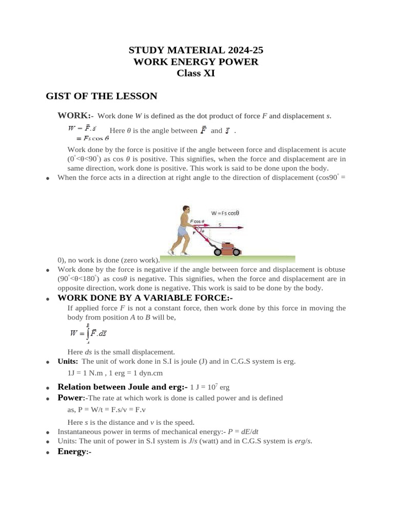 Work Power Energy | PDF