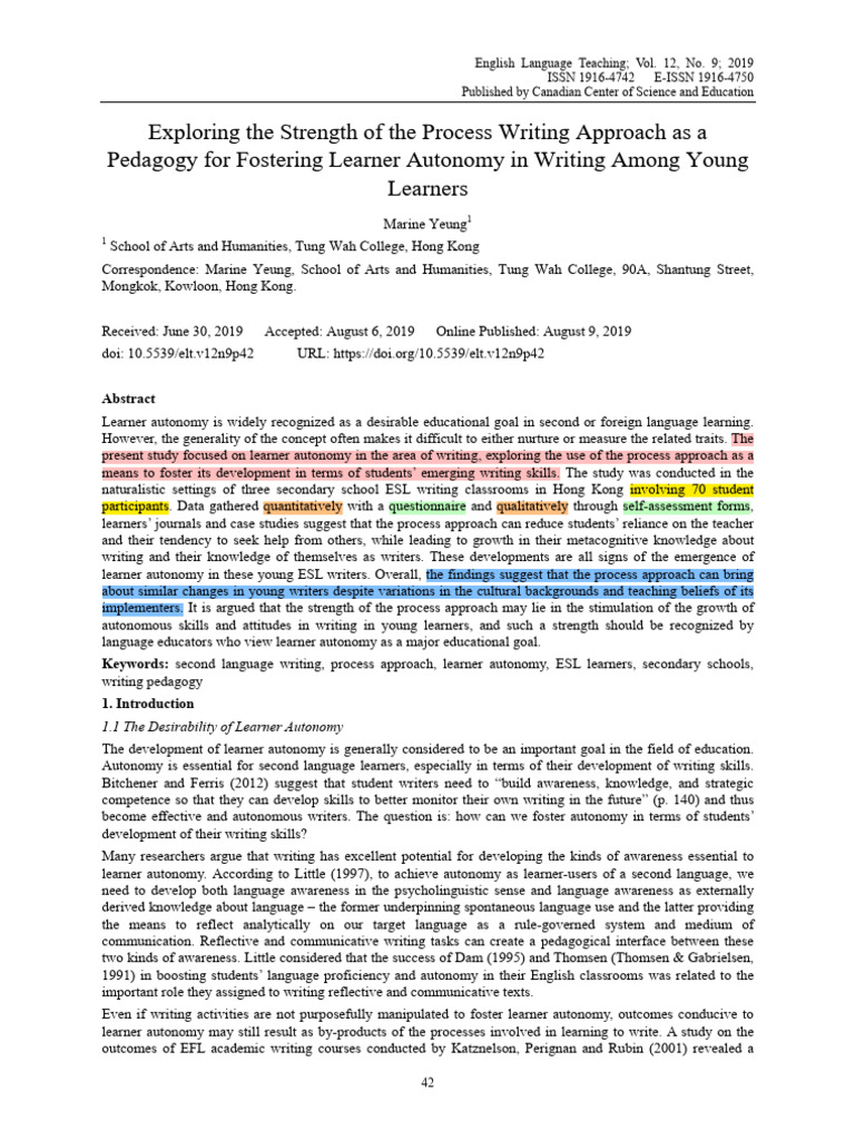 Exploring The Strength of The Process Writing Approach As A Pedagogy ...