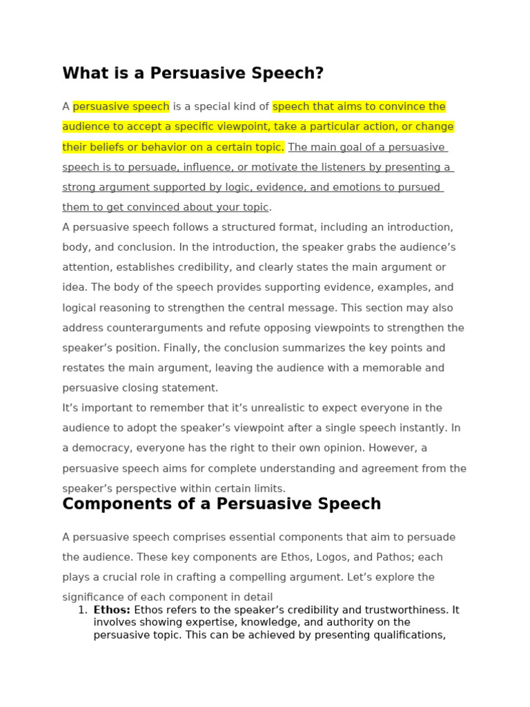 What Is A Persuasive Speech | PDF