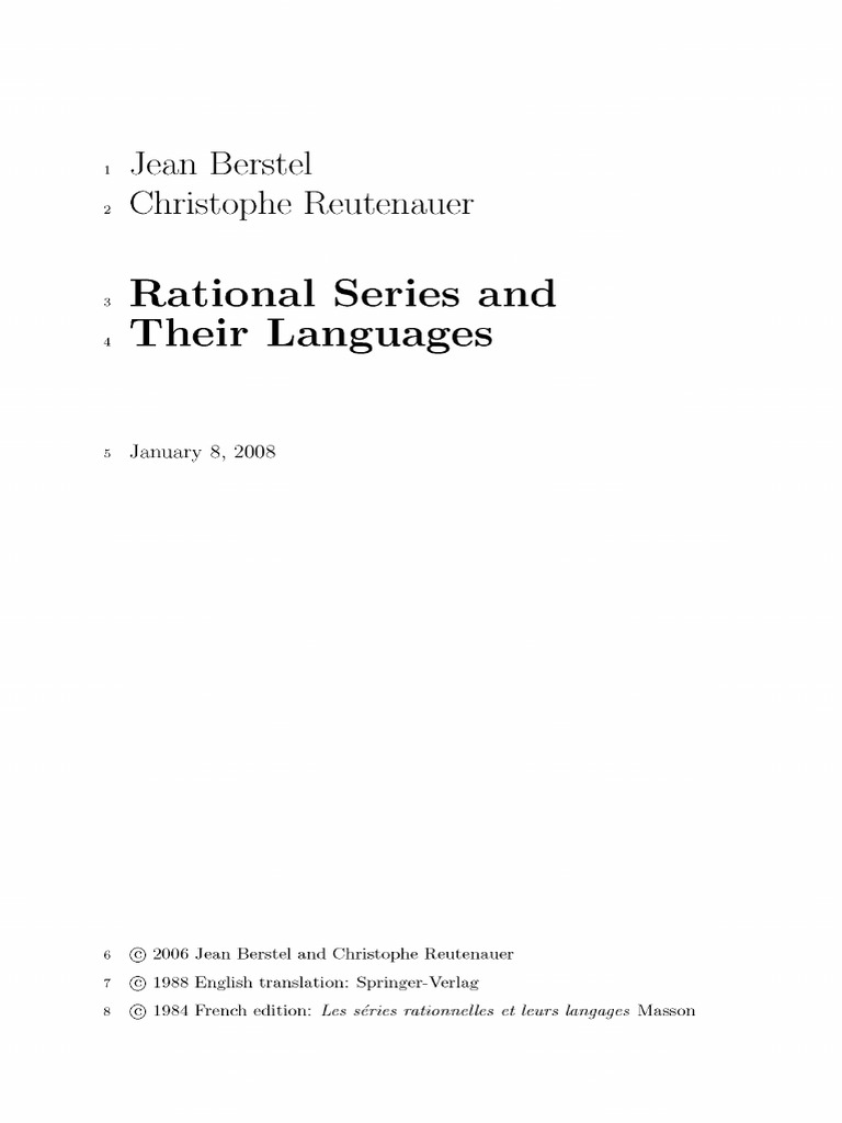 Berstel J. Rational Series and Their Languages 2008 | PDF
