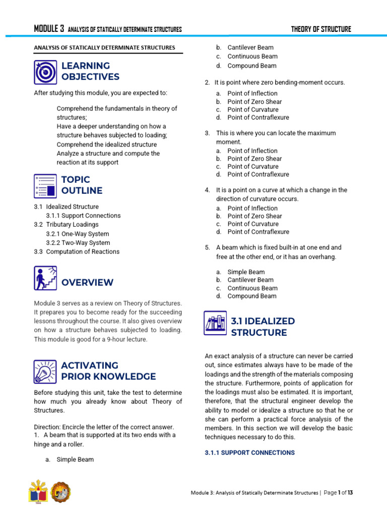 Module 3 Analysis of Statically Determinate Structures | PDF