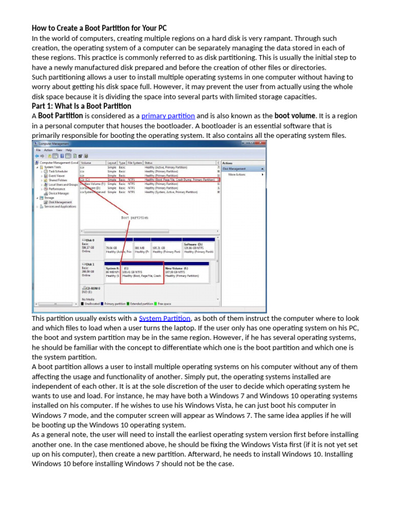 How To Create A Boot Partition For Your PC | PDF | Random Access Memory | Read Only Memory