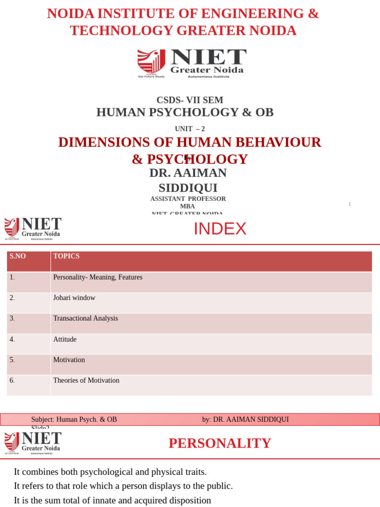 Unit-2 Human Psychology & Ob (2) | PDF