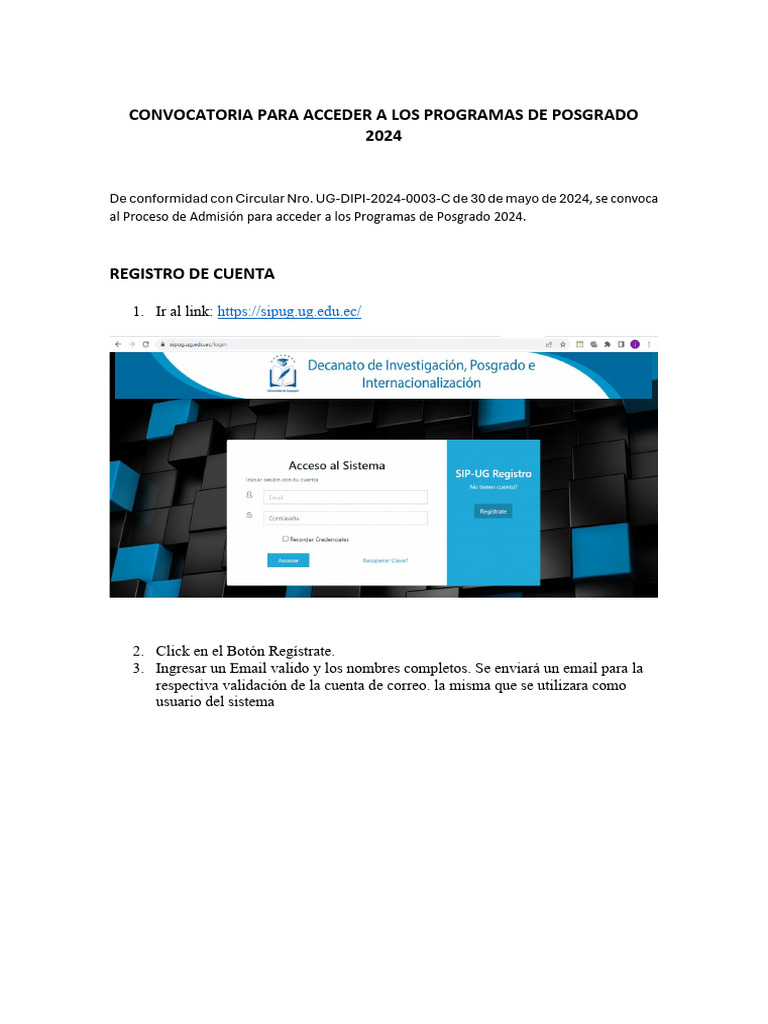 Pasos para Uso de Plataforma - Programas de Maestría 1era Convocatoria 2024 | PDF